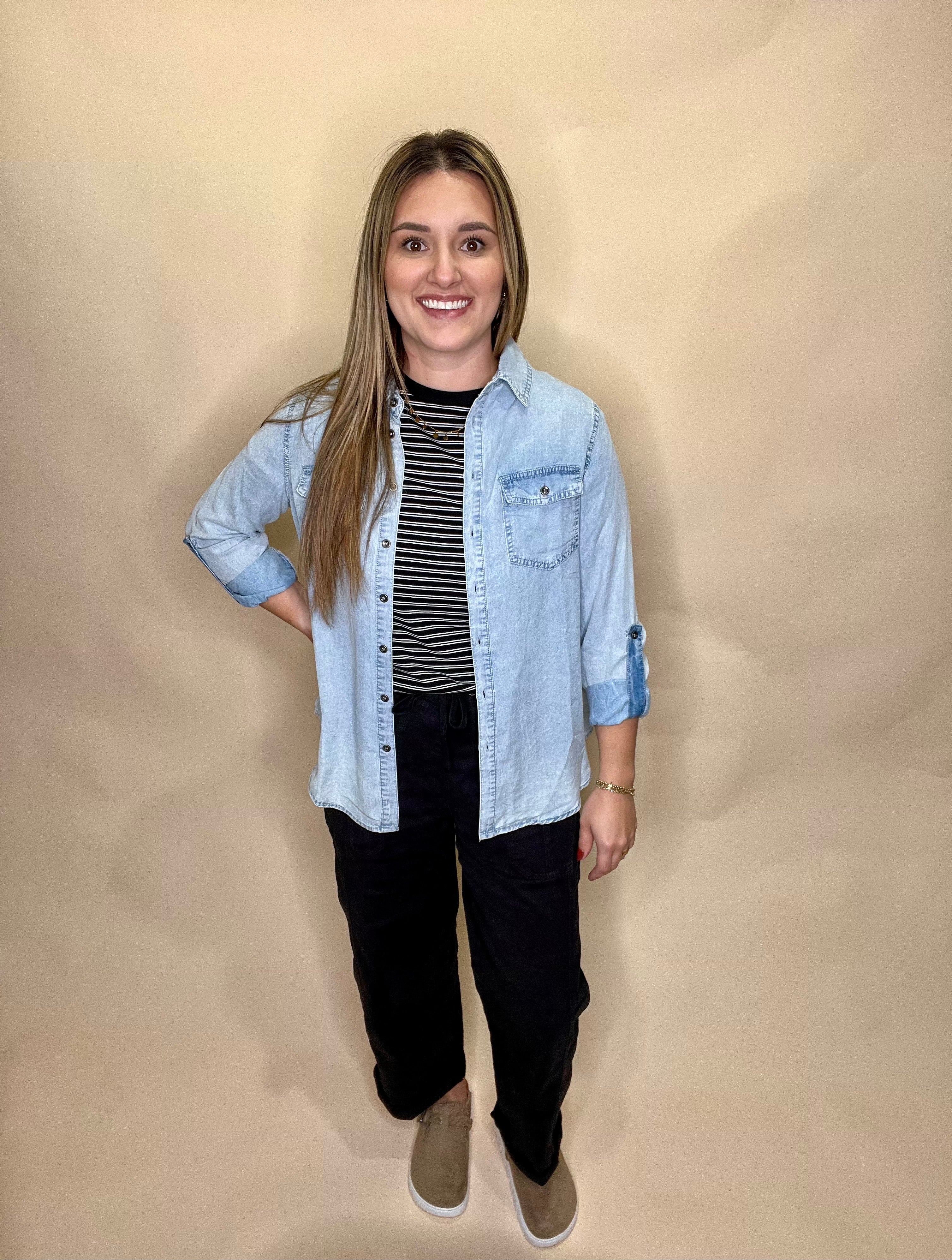 Jerrin Jean Button Down – Jo + Nicole Co.